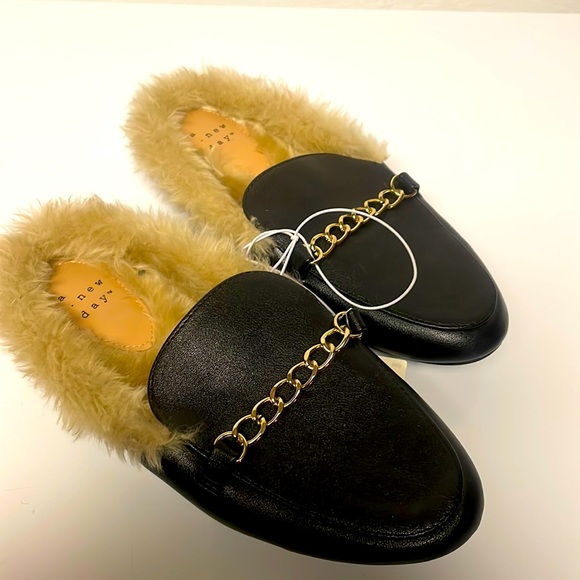 a new day | Shoes | New A New Day Fuzzy Mules Black With Chains Size 55 ...